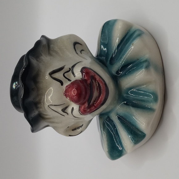Accents | Vintage Clown Head Vase Red Lips And Nose Planter | Poshmark